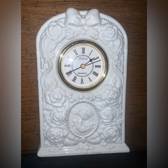 Precious Moments | Other | Precious Moments White Ceramic Mantle Clock ...